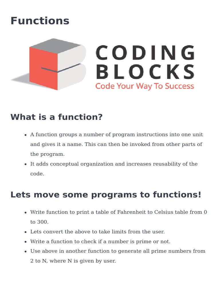 Functions What Is A Function Pdf Subroutine Scope Computer Science 