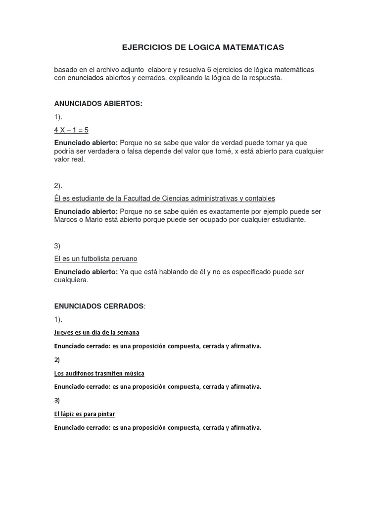 Ejercicios de Logica Matematicas | PDF
