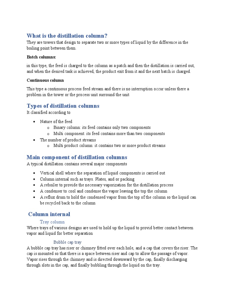 What Is The Distillation Column?: Batch Columns | PDF | Distillation ...