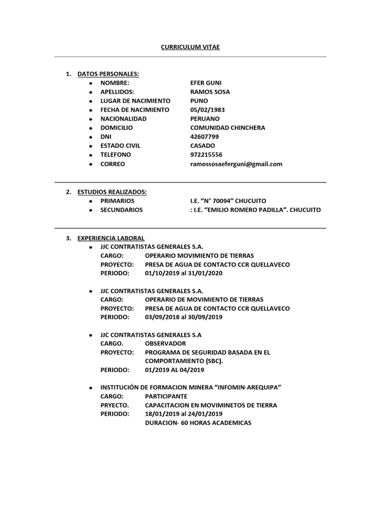 Curriculum Vitae | PDF | Reclutamiento | Edad adulta