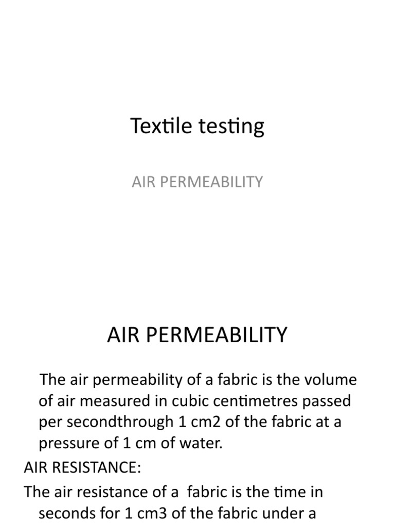 Measuring Air Flow Through Textiles: Air Permeability, Resistance ...