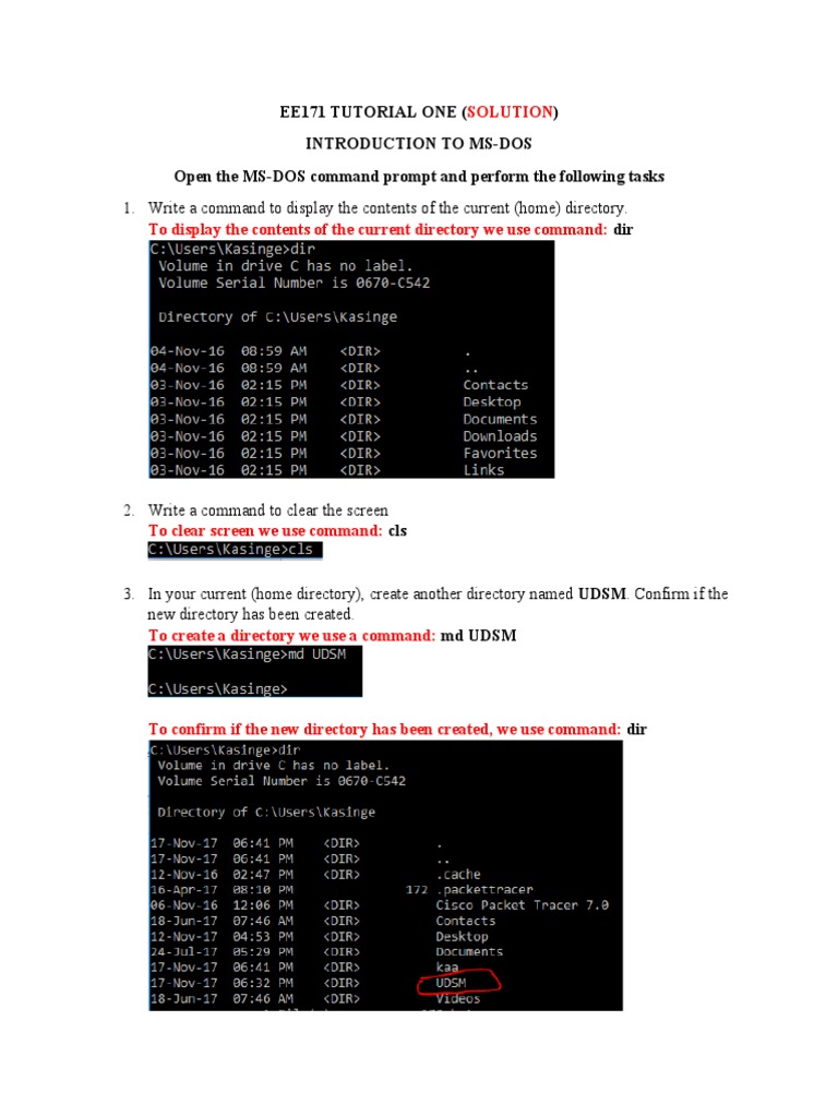 MS-DOS tutorial commands | PDF