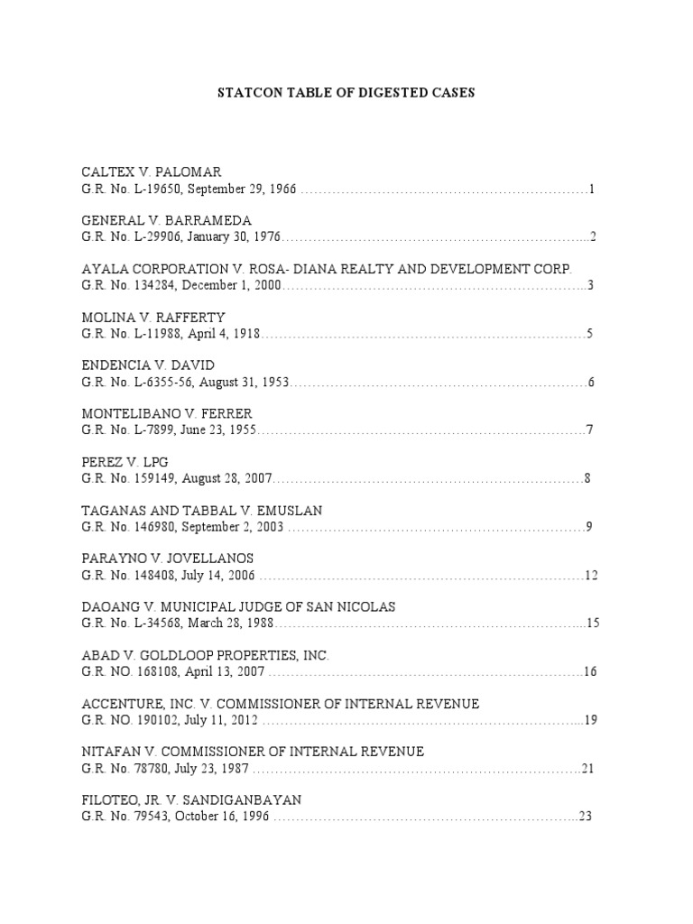 Statcon Table of Cases | PDF | Philippines | Government
