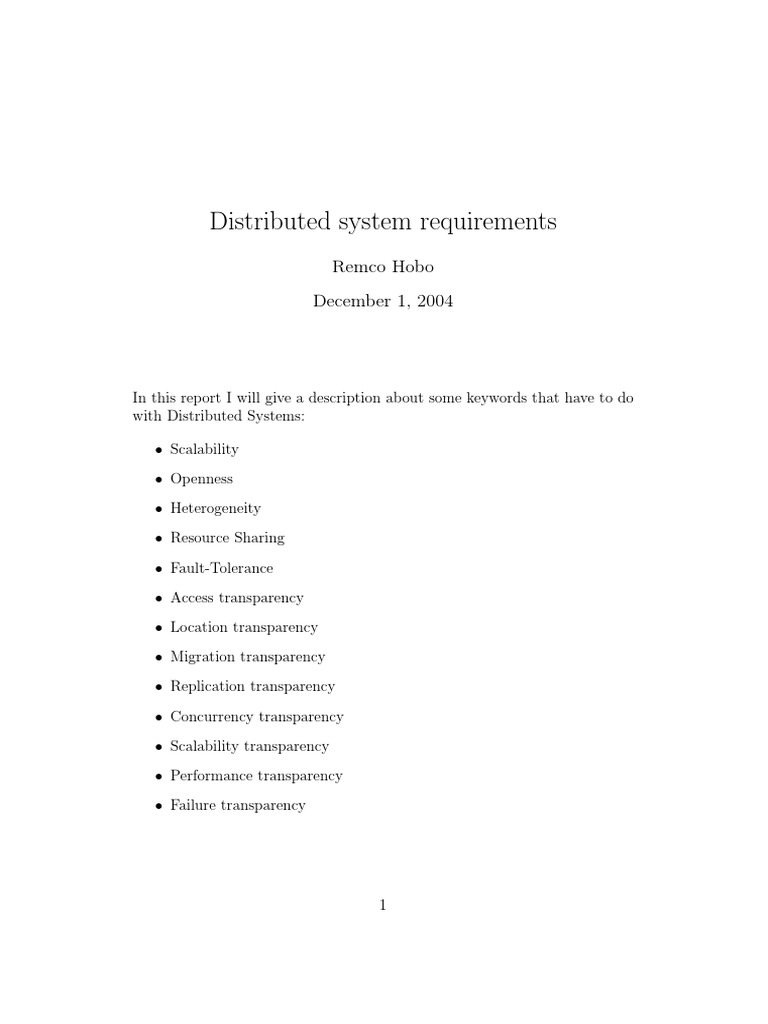 Distributed System Requirements: Remco Hobo December 1, 2004 | PDF | Distributed Computing ...