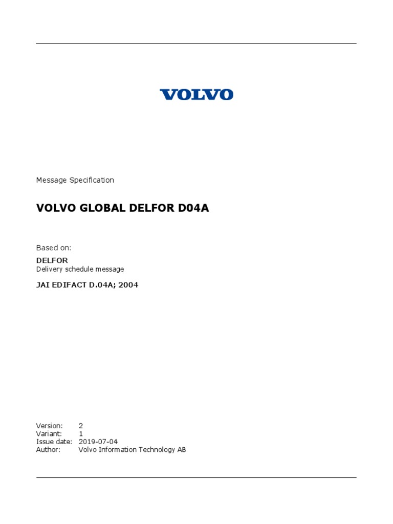 Volvo Global Delfor D04A: Message Specification | PDF | Zip Code | Post ...