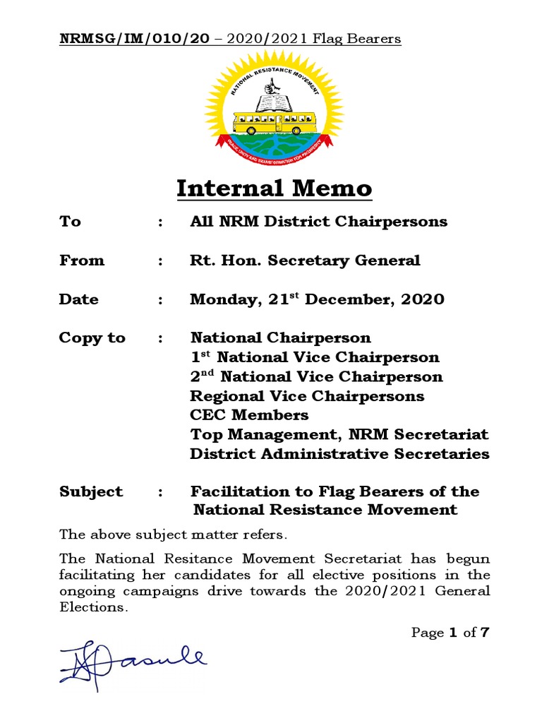 Circular To NRM Chairpersons - Campaign Facilitation For NRM Flag ...