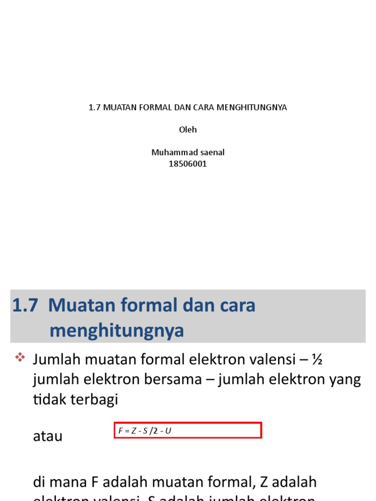 Cara Menghitung Muatan Formal Senyawa | PDF