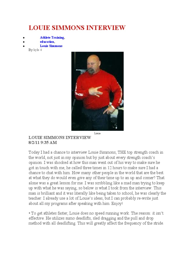 Louie Simmons Interview | PDF | Sports | Recreation