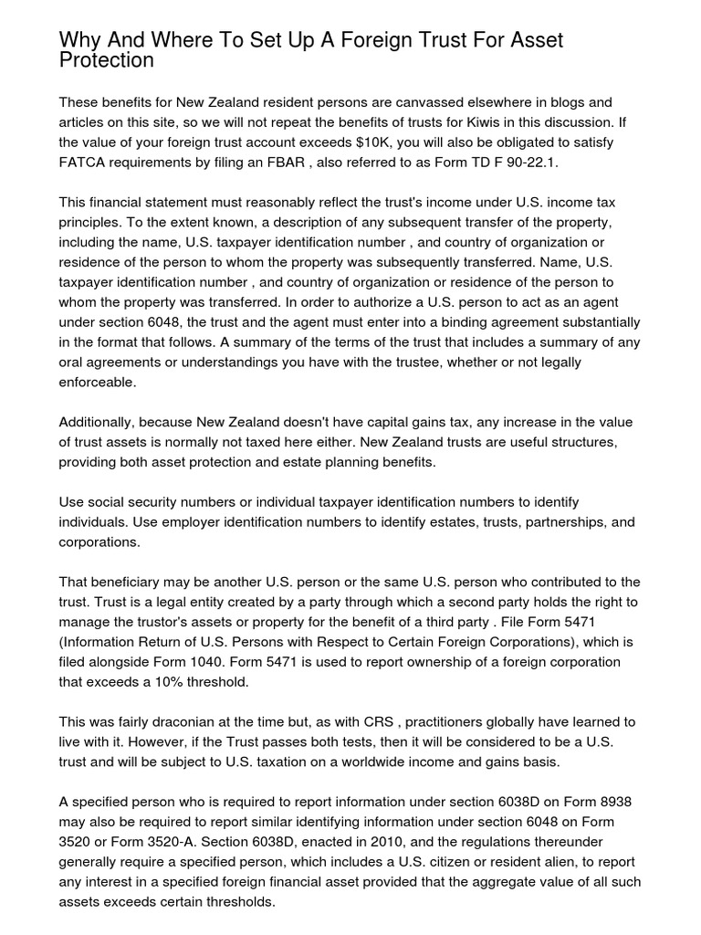 Setting Up a Foreign Trust Guide | PDF