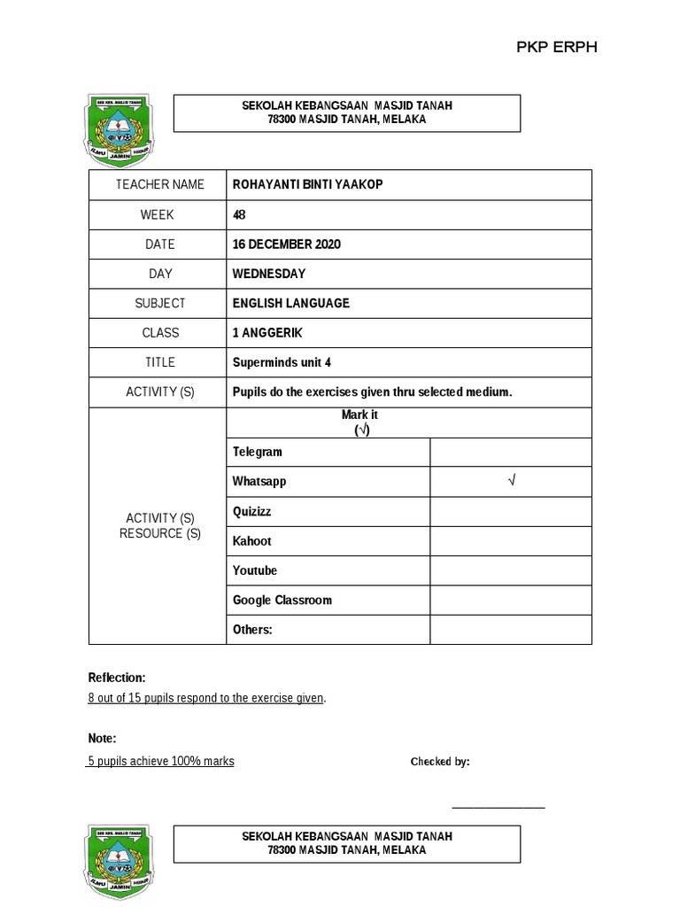RPH PKP Rohayanti 2020 Minggu 48 | PDF