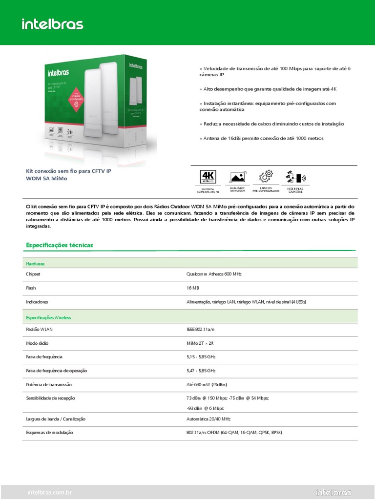 Datasheet Kit Conexao WOM 5A MiMo - 03 20 | PDF | Ieee 802.11 ...