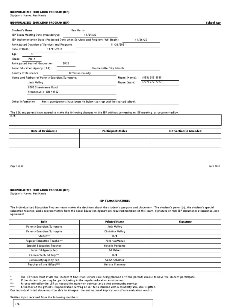 Individualized Education Program (Iep) : Page 1 of 26 April 2014 | PDF ...