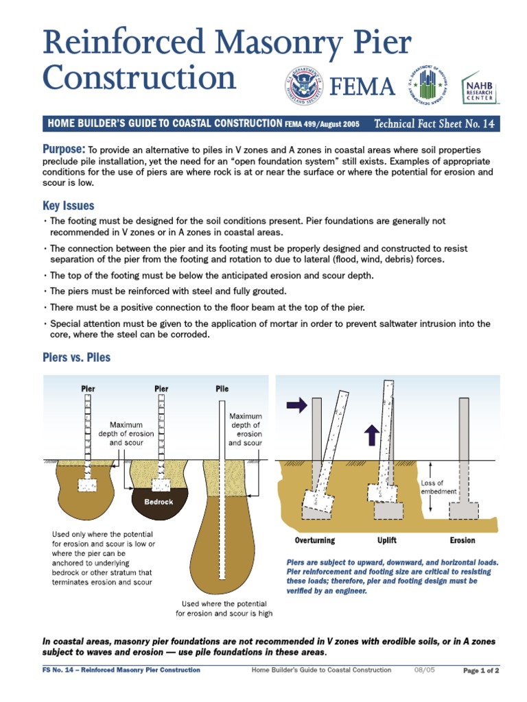 Reinforced Masonary Pier Construction | PDF | Deep Foundation | Masonry