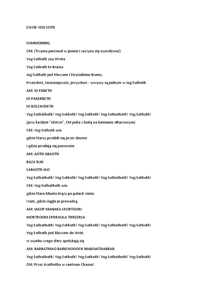 Ewokacja Yog Soth | PDF