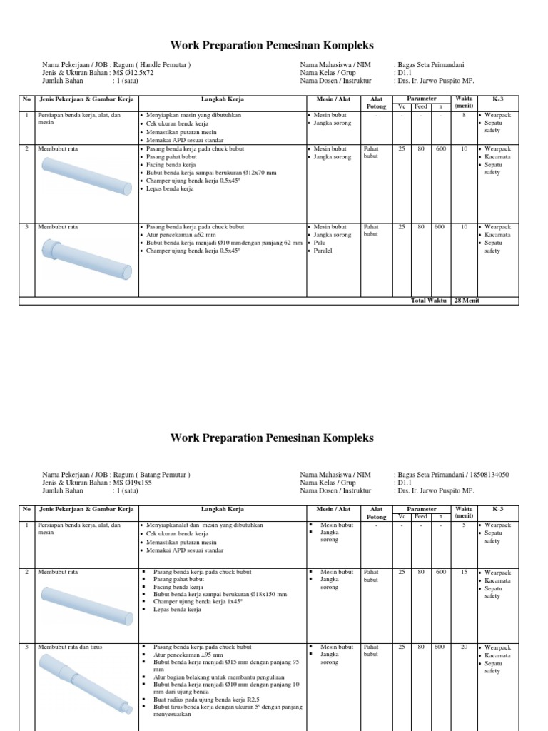 Work Preparation Bubut dan Gerinda | PDF