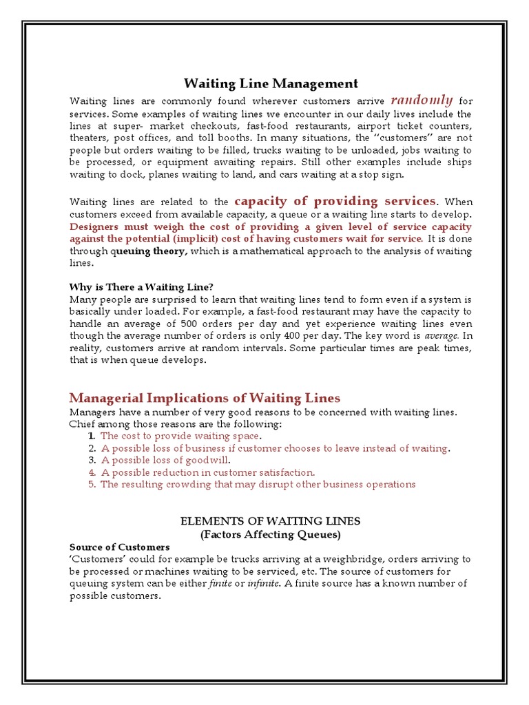 Work Systems & Wating Lines | PDF | Psychological Concepts | Cognition