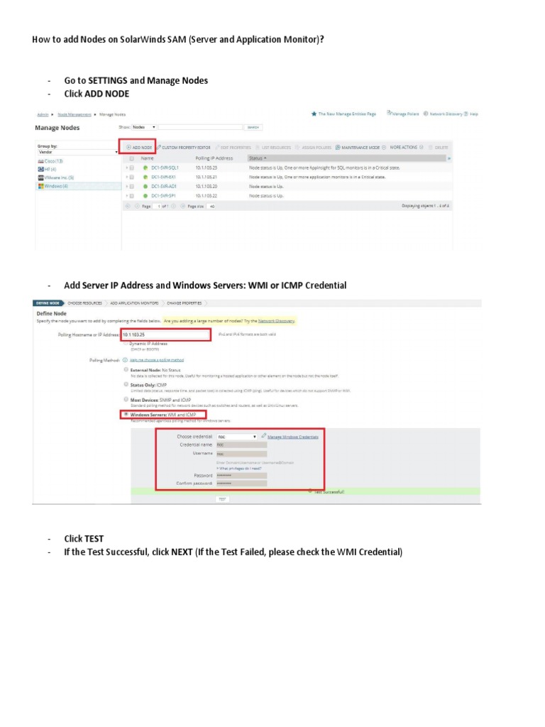 How To Add Nodes On SolarWinds SAM | PDF