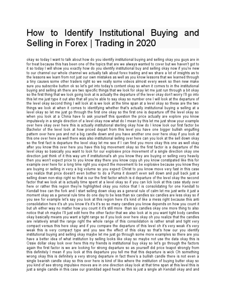 How To Identify Institutional Buying and Selling in Forex | PDF ...