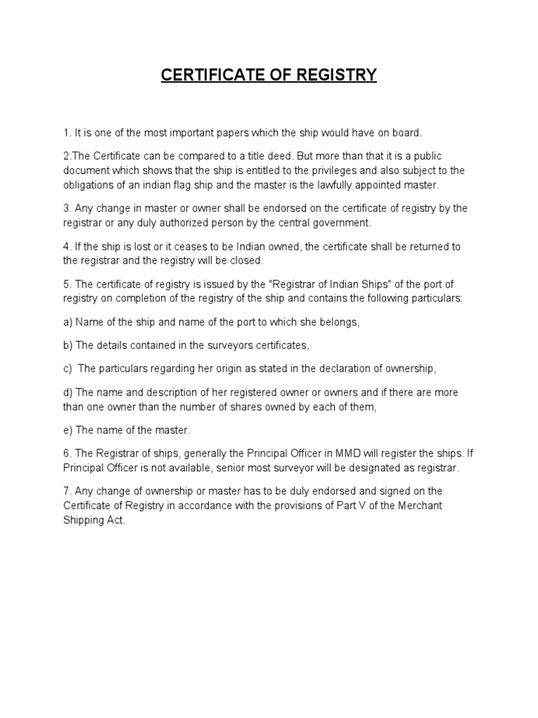 Certificate of Registry | PDF | Justice | Crime & Violence