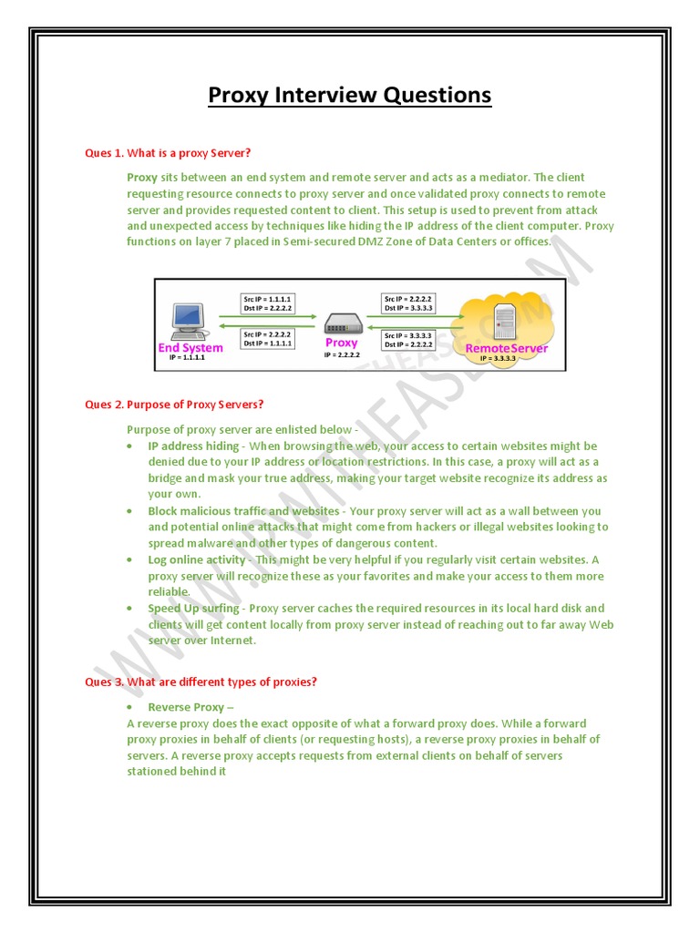 Proxy Interview Questions And Answers Vol 10 Pdf Proxy Server Hypertext Transfer Protocol 