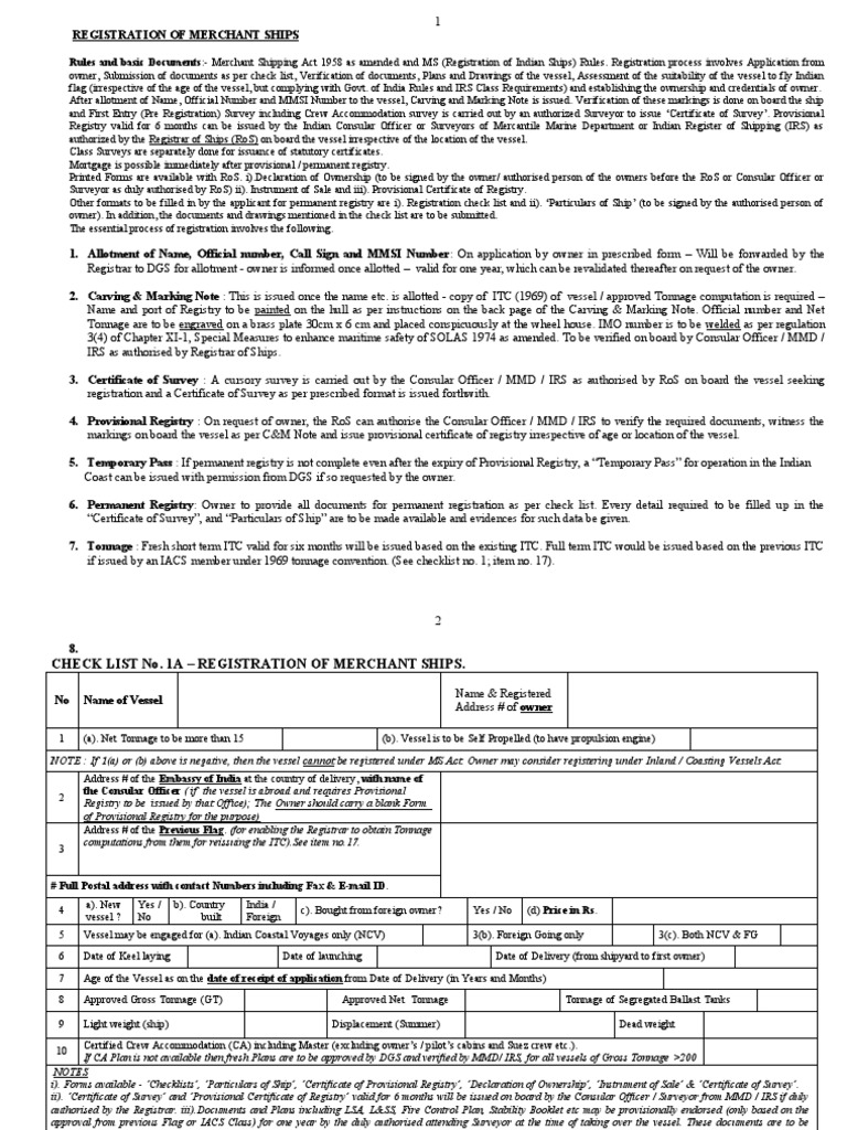 Ship Registration Process in India | PDF | Tonnage | Ships