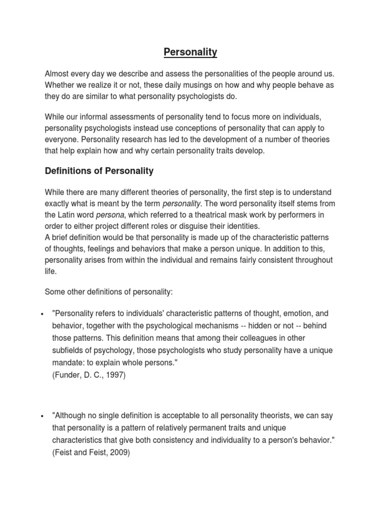 Personality & Components PDF | PDF | Personality Psychology | Emotions