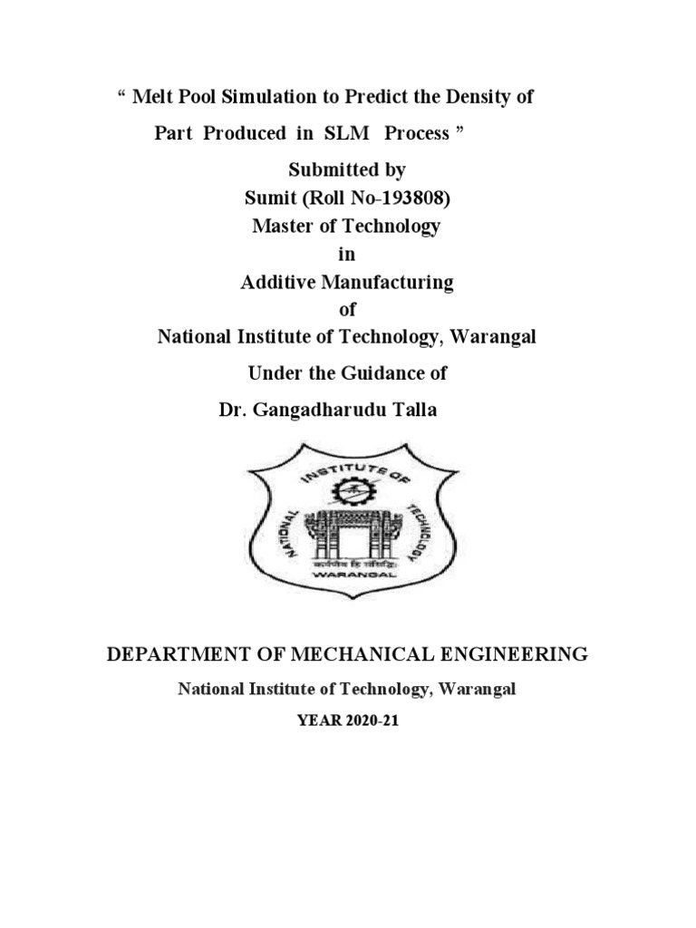 Melt Pool Simulation in Additive Manufacturing | PDF | Laser | 3 D Printing