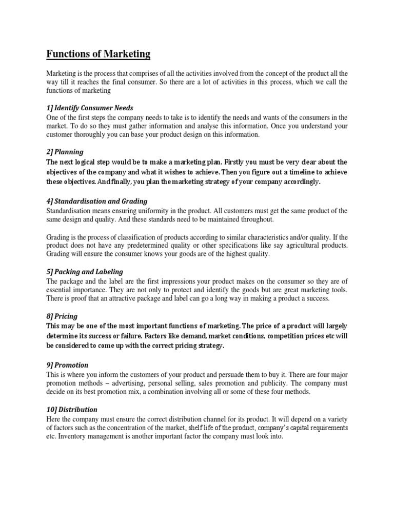 Functions of Marketing | PDF | Product (Business) | Packaging And Labeling
