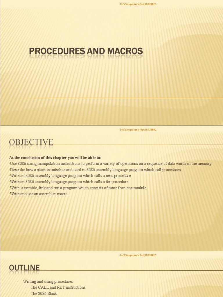 Passing Parameters8086 Pdf Subroutine Pointer Computer Programming