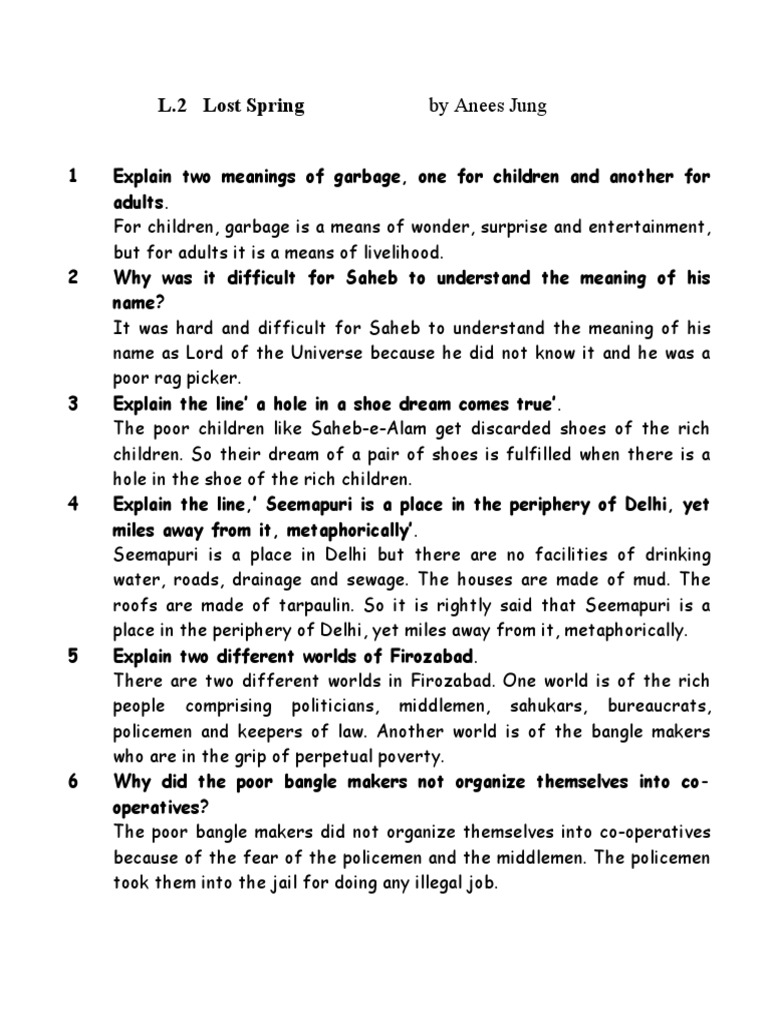 L.2 Lost Spring: by Anees Jung | PDF | Childhood | Human Development