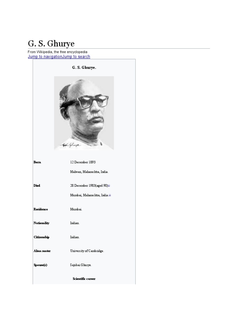 Gs Ghurye Socio 3 | PDF | Caste | Kinship