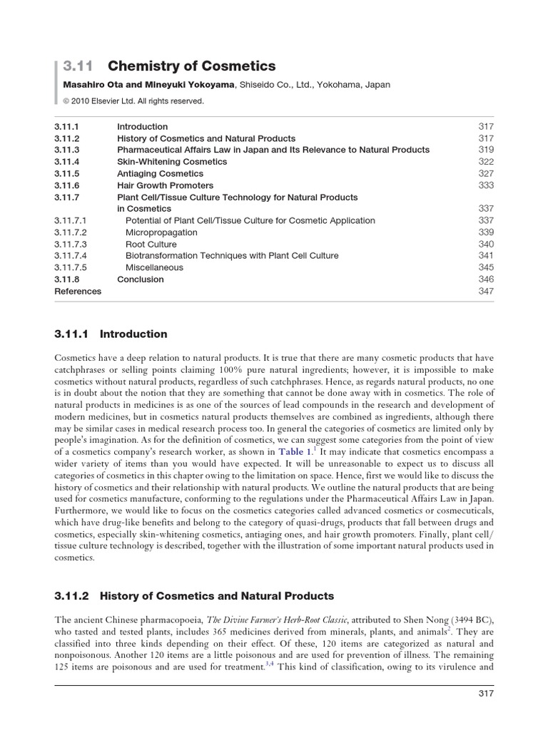 Chemistry of Cosmetics: 2010 Elsevier Ltd. All Rights Reserved | PDF ...