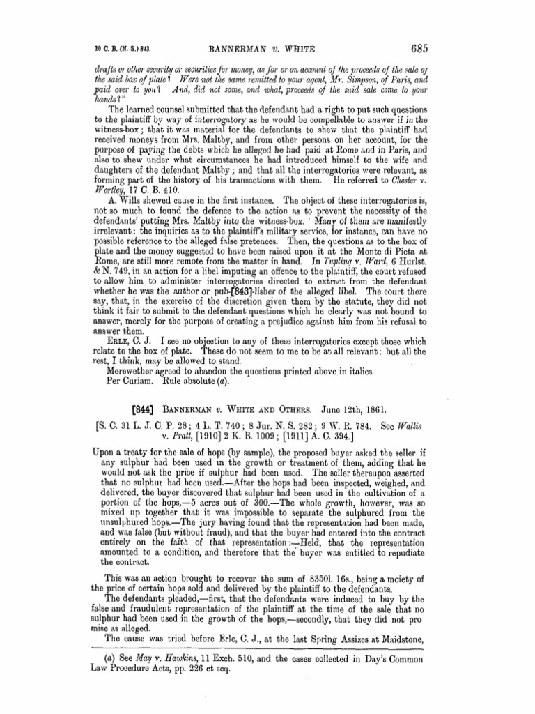 Bannerman V White | PDF | Breach Of Contract | Bonds (Finance)