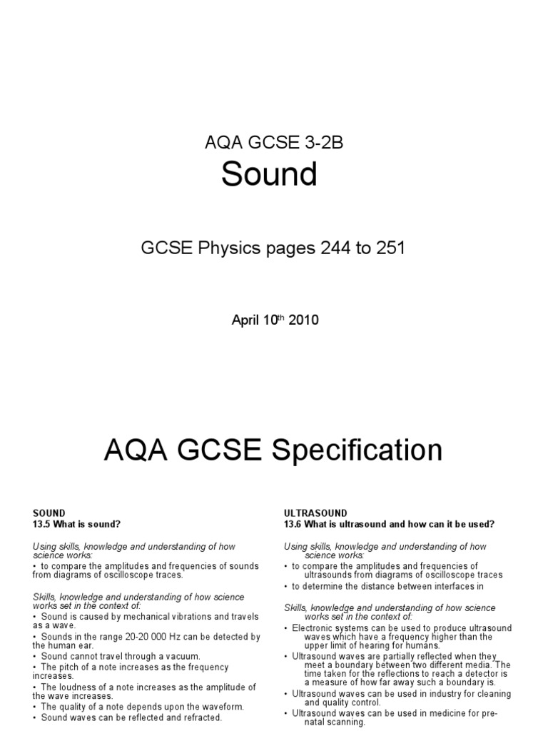 GCSE 32B Sound | PDF | Ultrasound | Sound