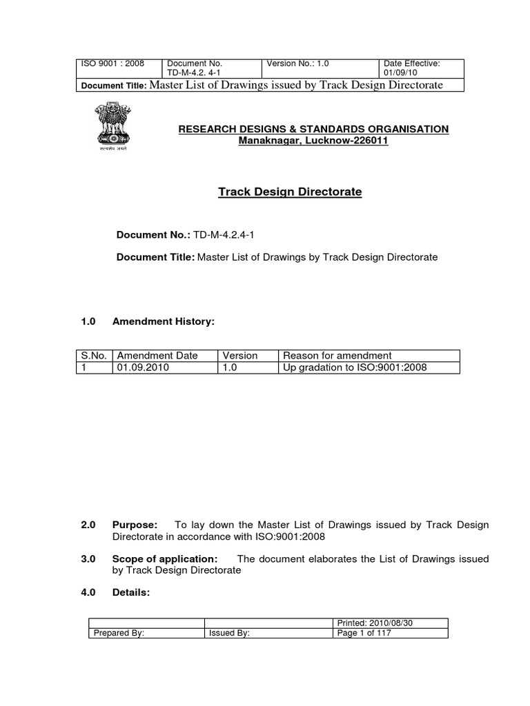 Master Drawing List for Track Design | PDF | Track (Rail Transport ...