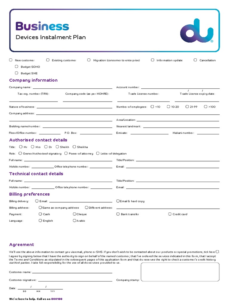 Devices Instalment Plan - Document for Du Customer Billing and Device ...