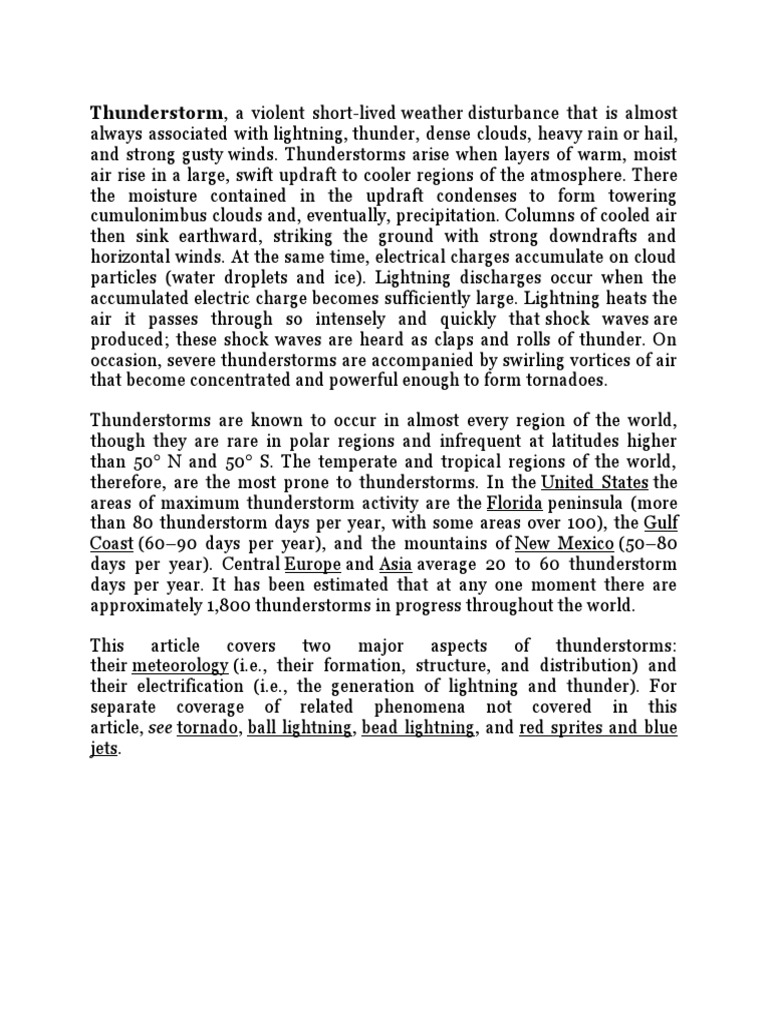 Thunderstorm, A Violent Short-Lived Weather Disturbance That Is Almost ...