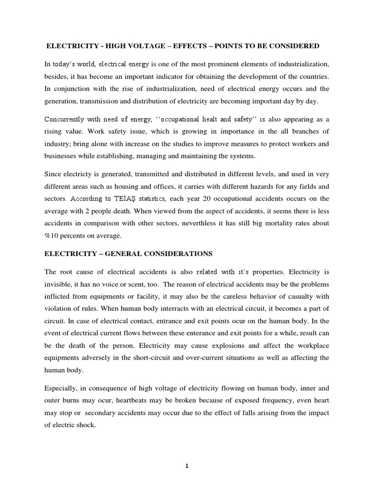 Article On Electricity High Voltage Effects | PDF | High Voltage ...