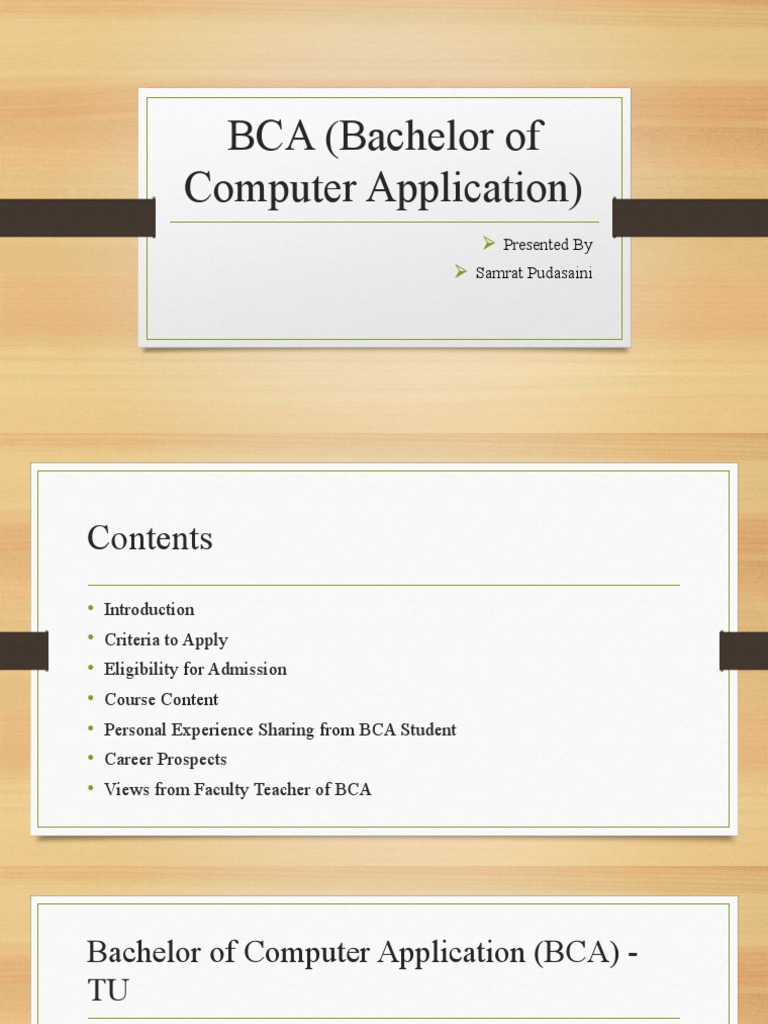 BCA (Bachelor of Computer Application) : Presented by Samrat Pudasaini ...