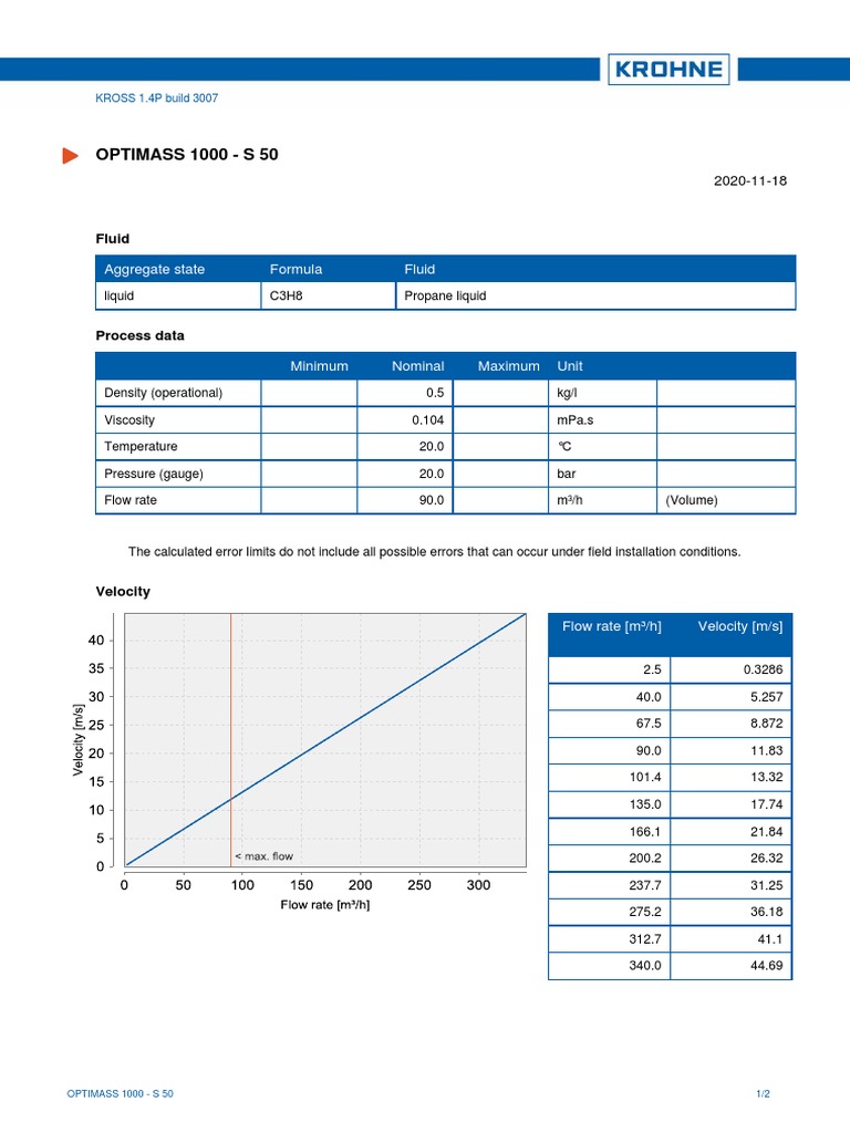 Optimass 1000 S50 | PDF | Fluid Dynamics | Flow Measurement