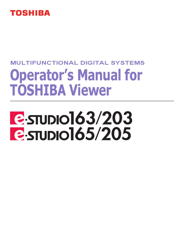 Operator's Manual For TOSHIBA Viewer: Multifunctional Digital Systems ...