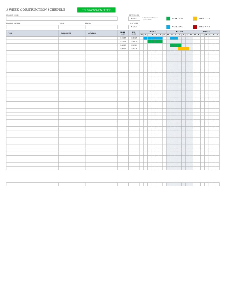 IC 3 Week Construction Schedule 10669 | PDF | Business