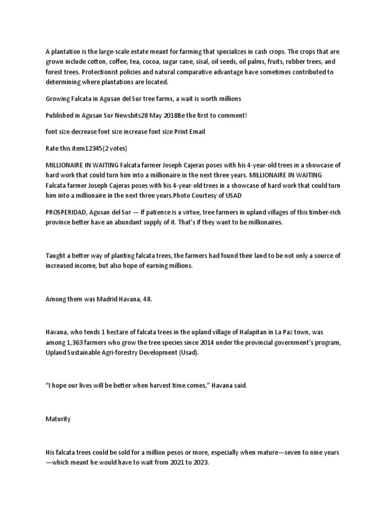 Plantation Report | PDF | Plantation | Forestry