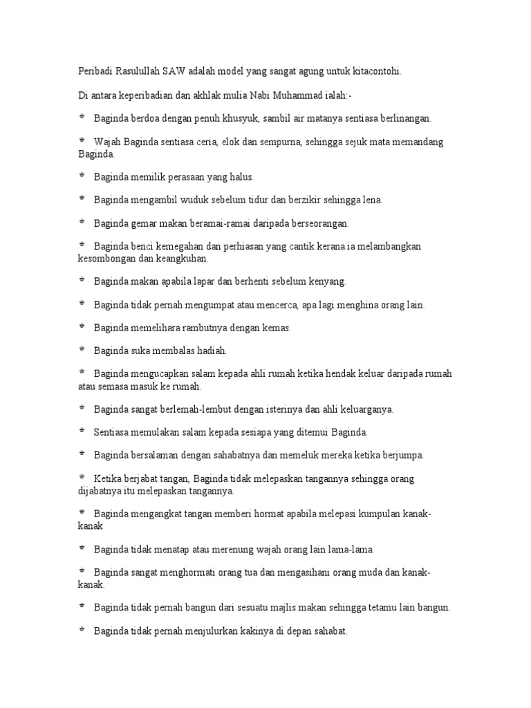 Peribadi Mulia Rasulullah SAW | PDF | Gaya Hidup