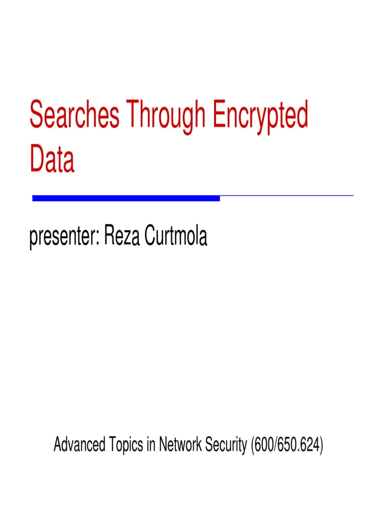Searches Through Encrypted Data | PDF | Encryption | Search Engine Indexing