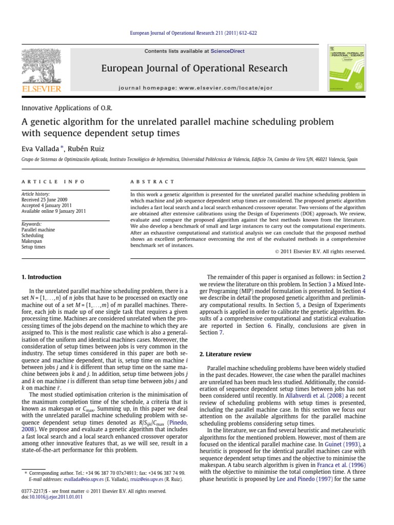 A Genetic Algorithm for the Unrelated Parallel Machine Scheduling Problem with Sequence ...