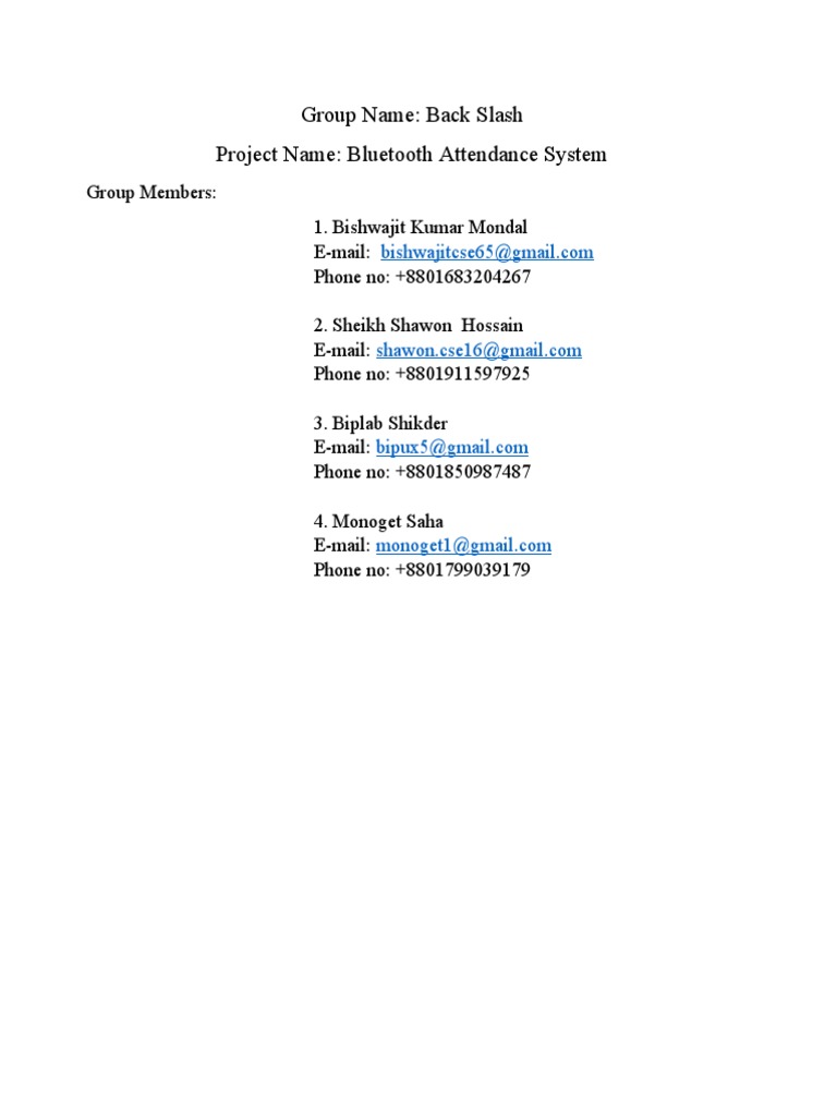 Bluetooth attendance system group project details | PDF