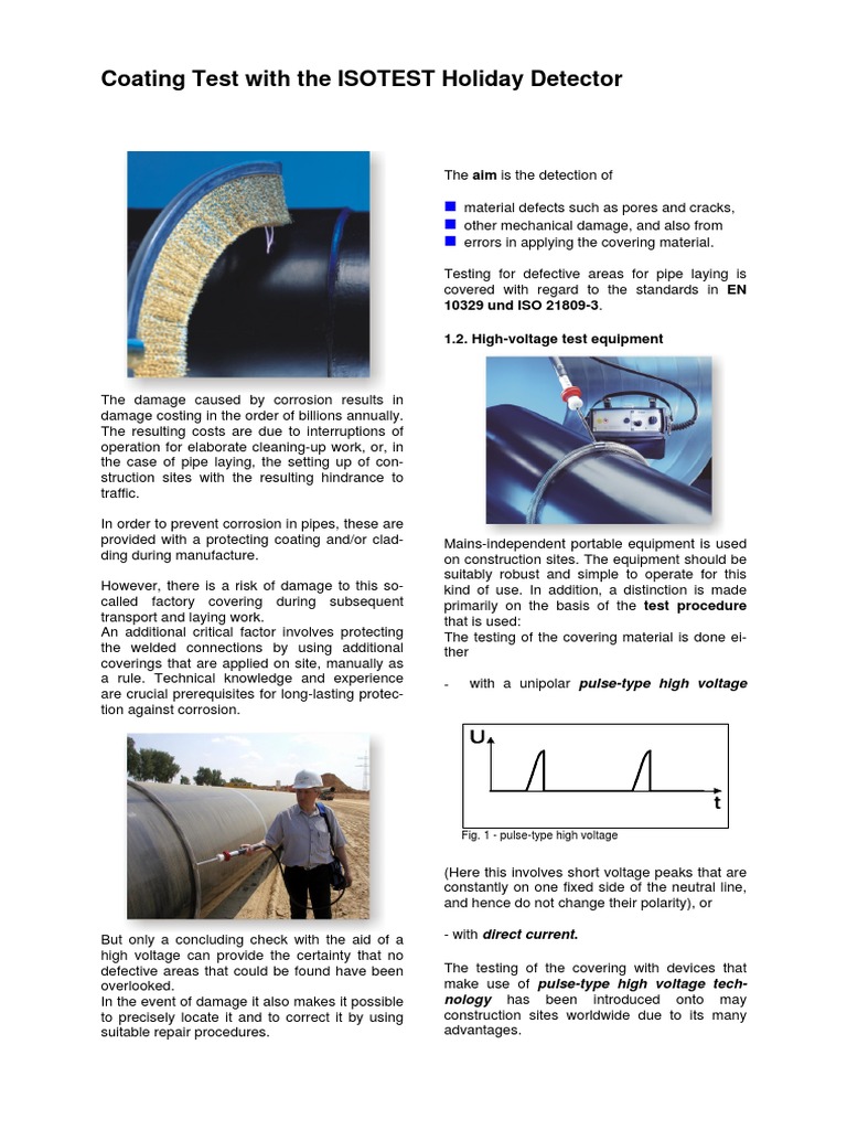Coating Test With The ISOTEST Holiday Detector PDF | PDF | High Voltage ...