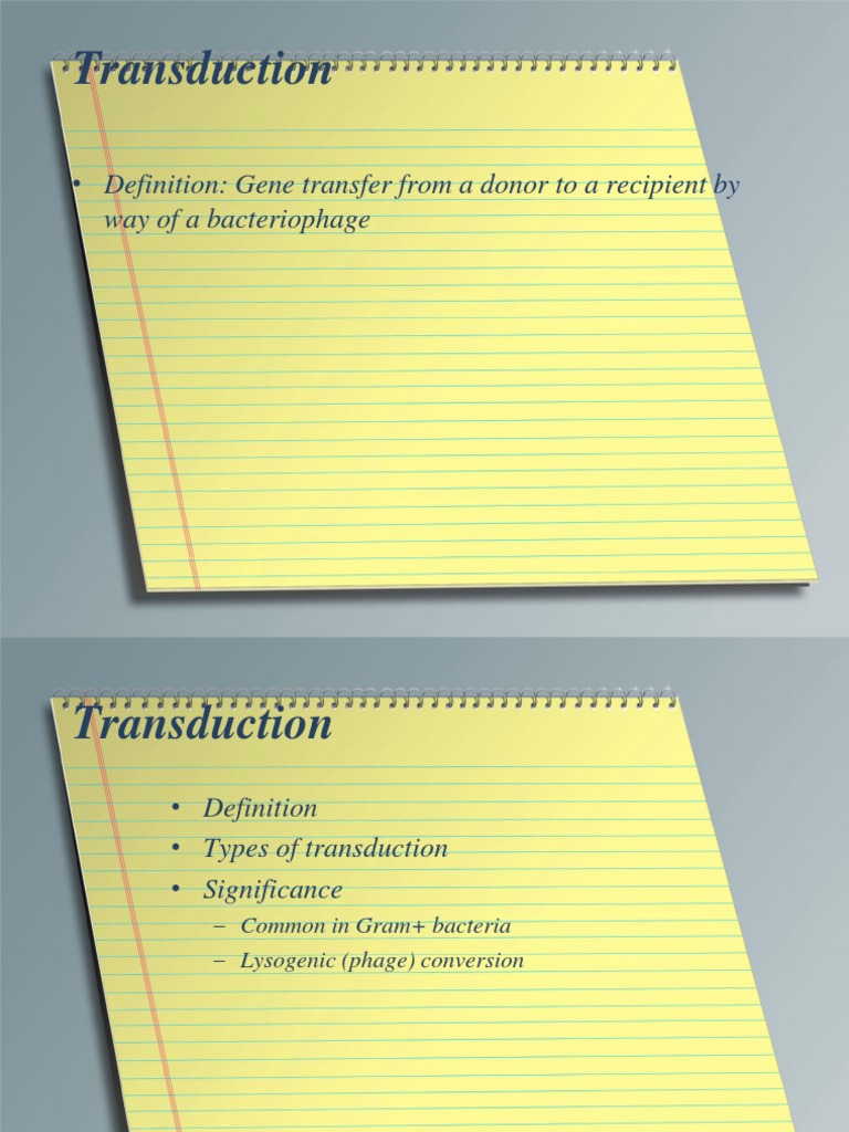 Transduction: - Definition: Gene Transfer From A Donor To A Recipient ...
