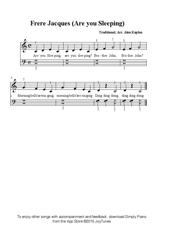 Frere Jacques (Are You Sleeping) : ? C WW WW WW WW | PDF
